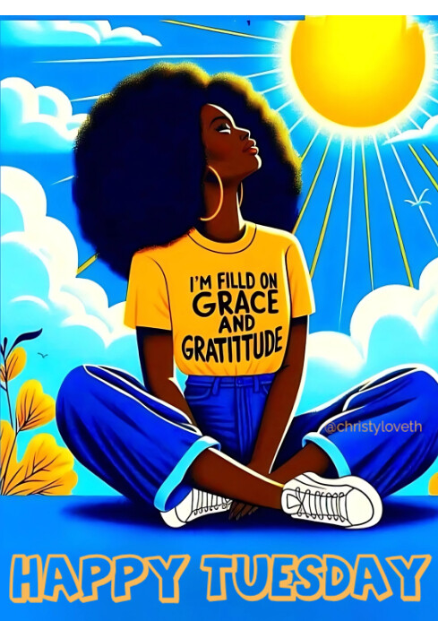 Blue Joyful Happy Tuesday A4 Template | PosterMyWall