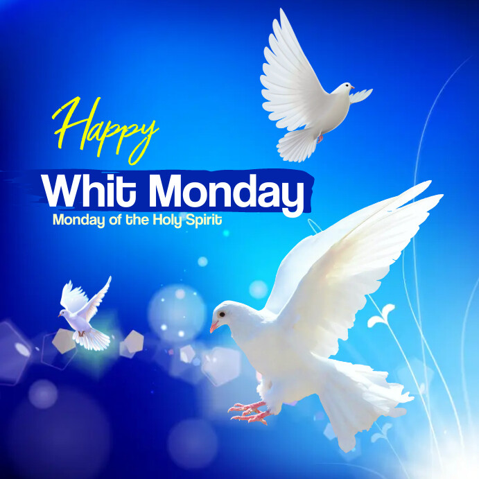 Blue Joyful Happy Whit Monday Poster Template เทมเพลต | PosterMyWall