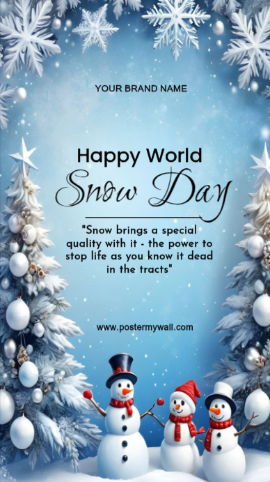 Blue Joyful Happy World Snow Day Instagram Story Template | PosterMyWall
