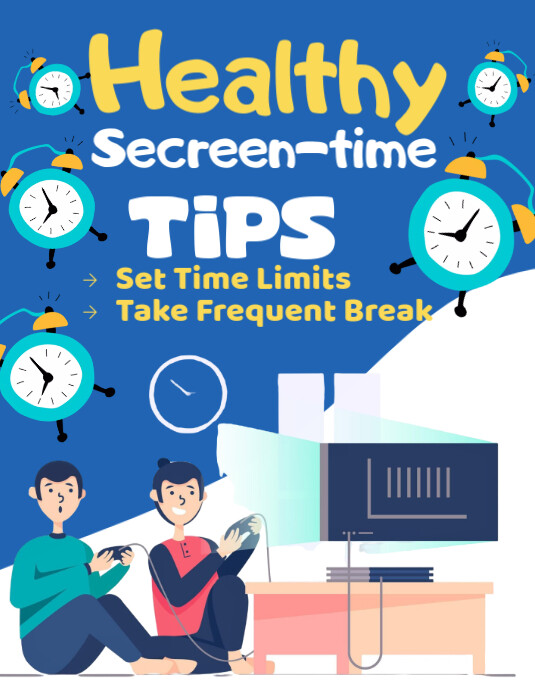 Blue Joyful Healthy Secreen-time Tips Flyer (us Letter) Template ...