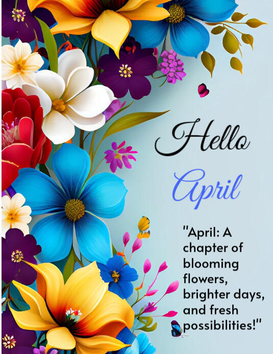 Blue Joyful Hello April Flyer (us Letter) Template | PosterMyWall
