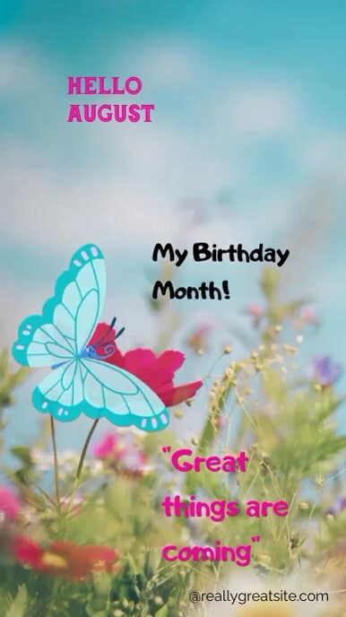 Copy of Blue Joyful Hello August My Birthday Mo Insta | PosterMyWall