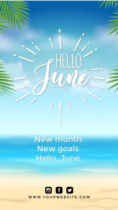 Blue Joyful Hello June Instagram Reel Template | PosterMyWall