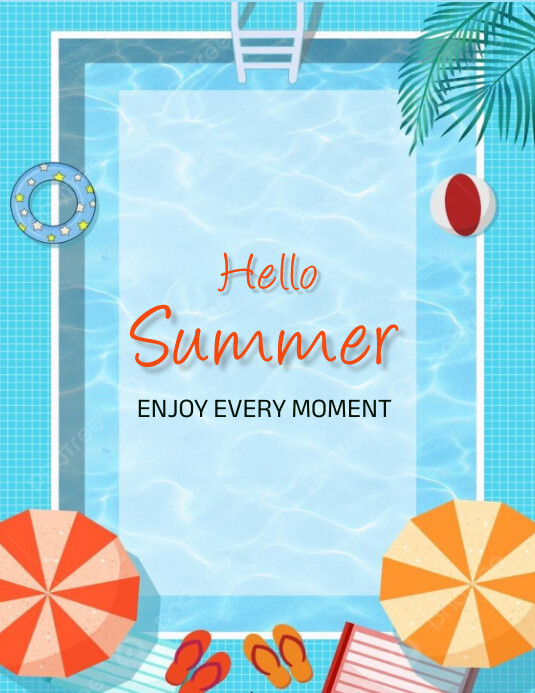 Blue Joyful Hello Summer Flyer (us Letter) Template | PosterMyWall