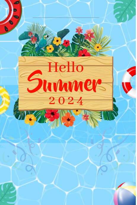 Blue Joyful Hello Summer Poster Template | PosterMyWall