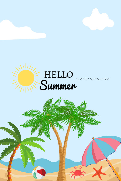 Blue Joyful Hello Summer Poster Template | PosterMyWall