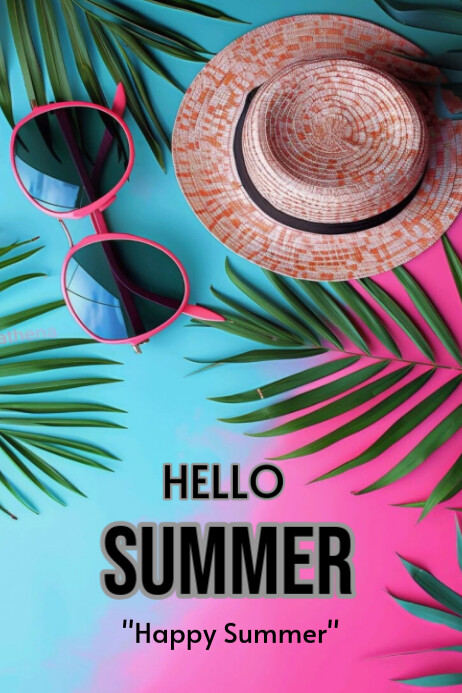 Blue Joyful Hello Summer Poster Template | PosterMyWall