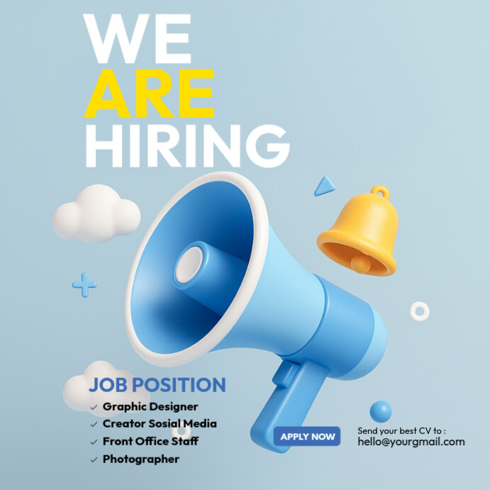 Blue Joyful Hiring Ad Template Instagram Post | PosterMyWall