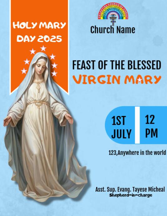 Blue Joyful Holy Mary Day Design Template Flyer (us Letter) | PosterMyWall
