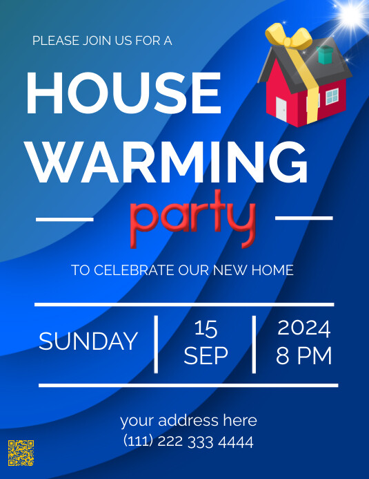 Blue Joyful House Warming Flyer (us Letter) Template | PosterMyWall