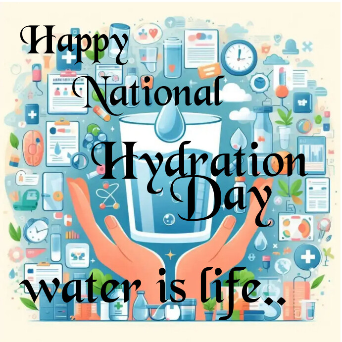 Blue Joyful Hydration Day Instagram Post Template | PosterMyWall