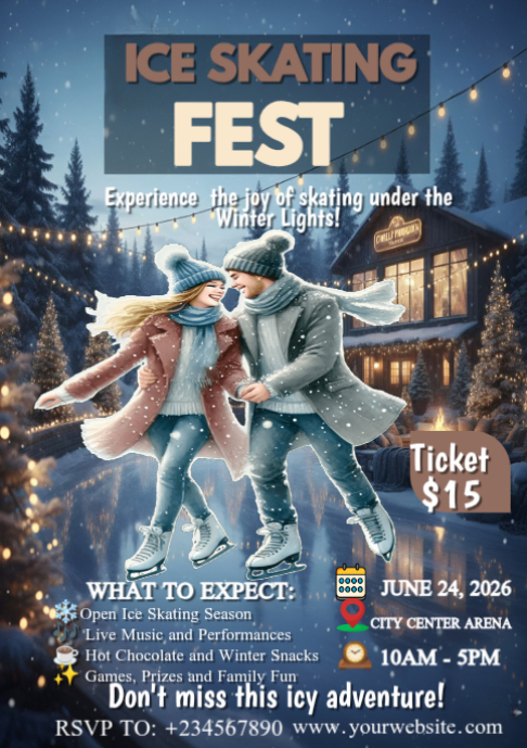Blue Joyful Ice Skating Festival A2 Template | PosterMyWall
