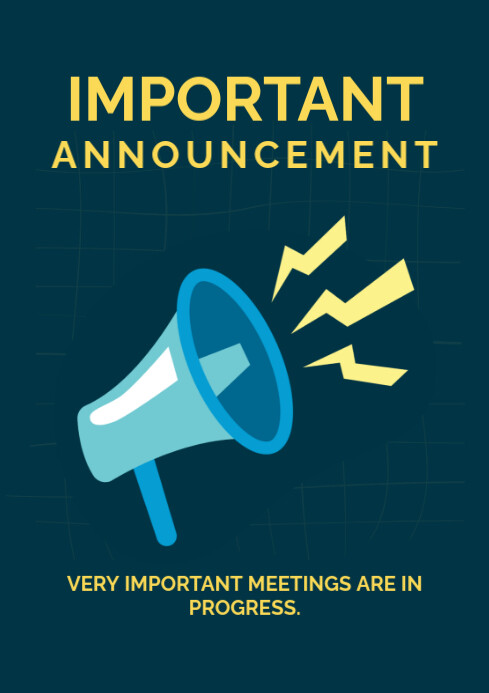 Blue Joyful Important Announcement Closed Flyers A4 Template | PosterMyWall