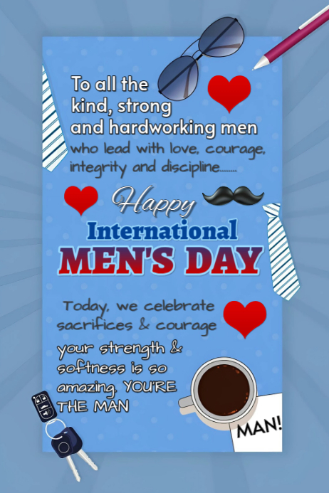 Blue Joyful International Men's Day Appreciation Poster Template ...