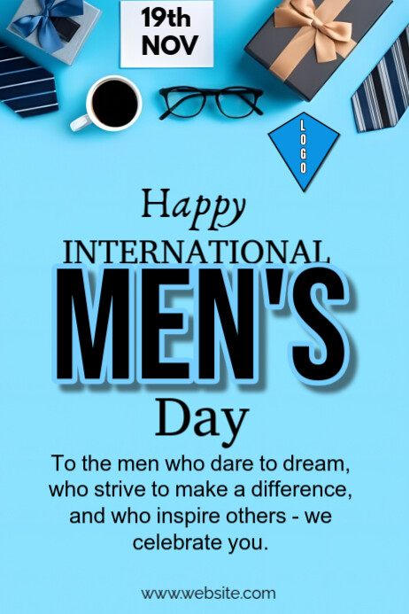 Blue Joyful International Men's Day Poster Template | PosterMyWall