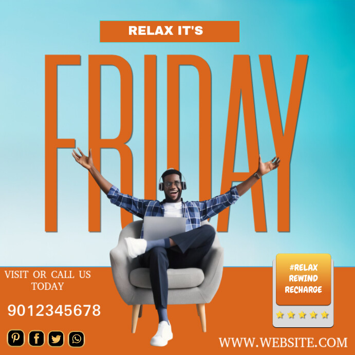 Blue Joyful It's Friday Instagram Post Template | PosterMyWall