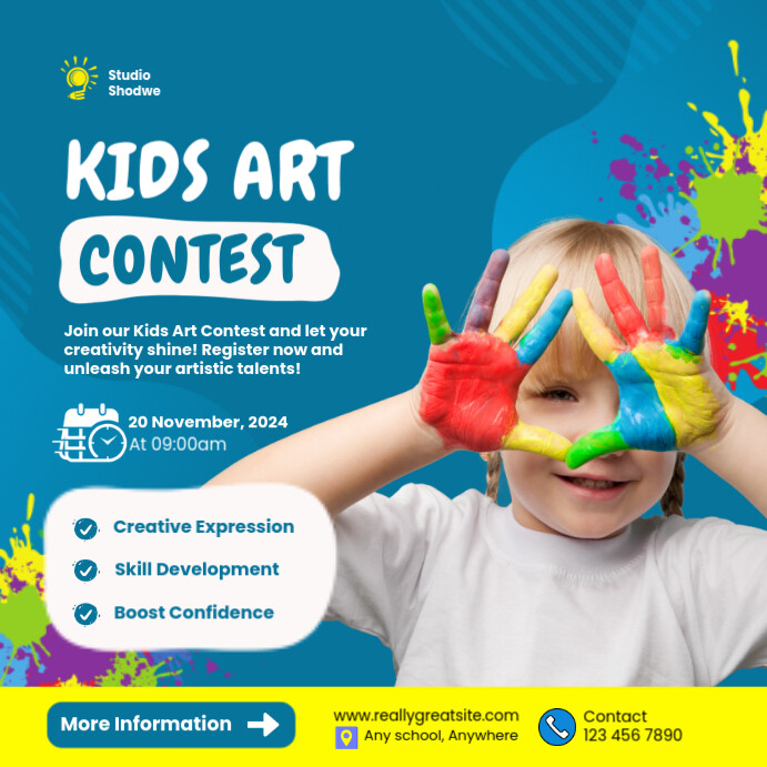 Blue Joyful Kids Art Contest Instagram Post Template | PosterMyWall