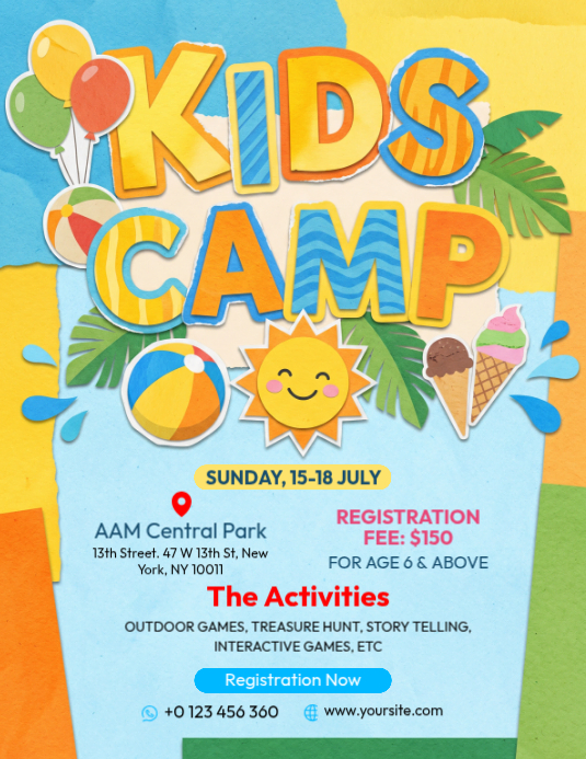 Blue Kids Camp Flyers Template | PosterMyWall