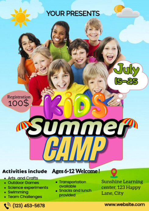 Copy of Blue Joyful Kids Summer Camp A4 | PosterMyWall