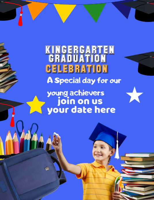 Blue Joyful Kinger Garten Graduation Flyer (us Letter) Template ...
