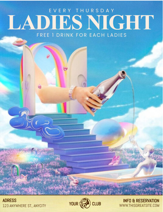 Blue Joyful Ladies Night Every Thursday Event Template | PosterMyWall