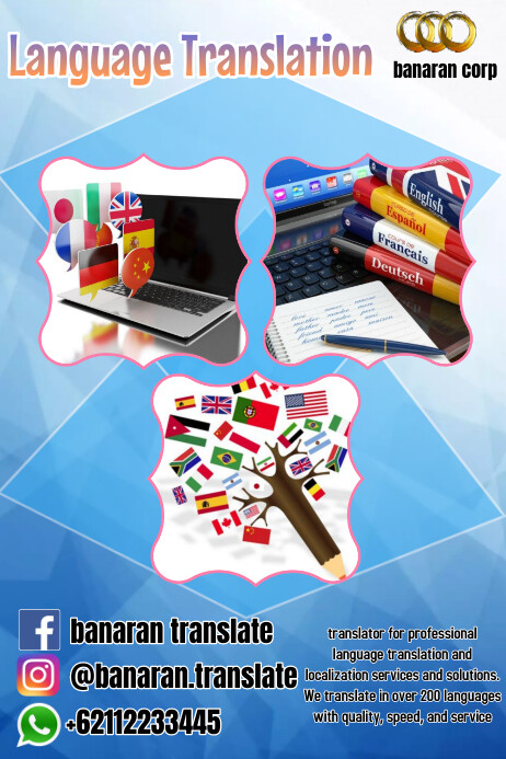 Copy of Blue Joyful Language Translation Service Post | PosterMyWall