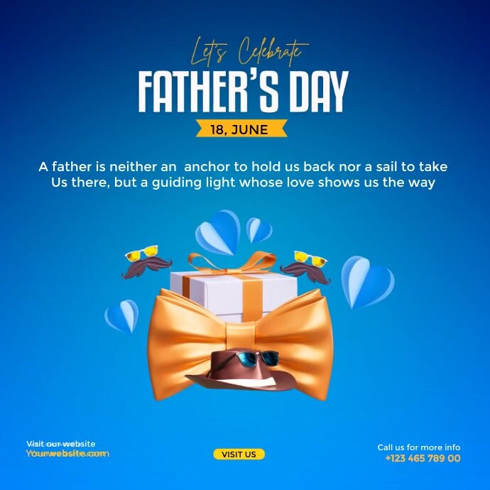 Blue Joyful Let’s Celebrate Fathers Day Inst Template | PosterMyWall