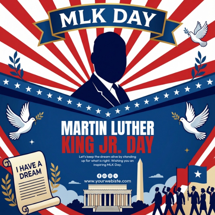 Blue Joyful Martin Luther King Jr Instagram Post Template | PosterMyWall