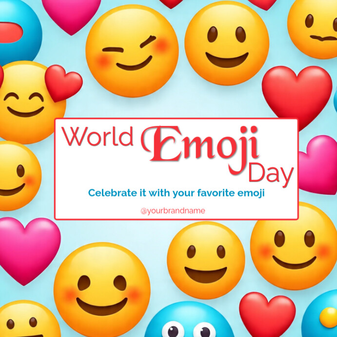 Szablon blue Joyful Maximalist World Emoji Day Instagram Post ...