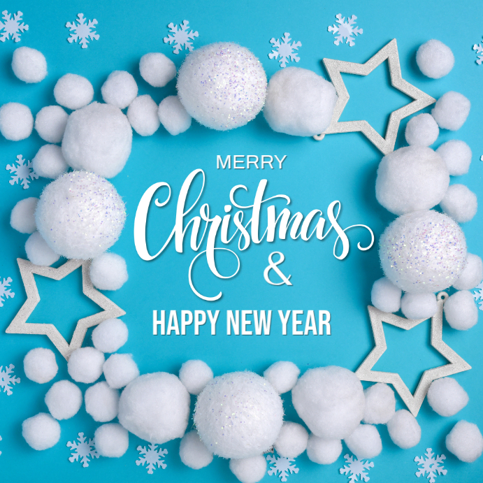 Blue Joyful Merry Christmas Greeting Instagram Post Template | PosterMyWall