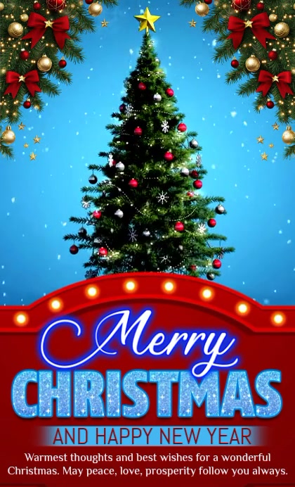 Blue Joyful Merry Christmas Us Legal Template | PosterMyWall