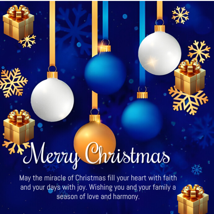 Blue Joyful Merry Christmas Wish Template Instagram Post | PosterMyWall
