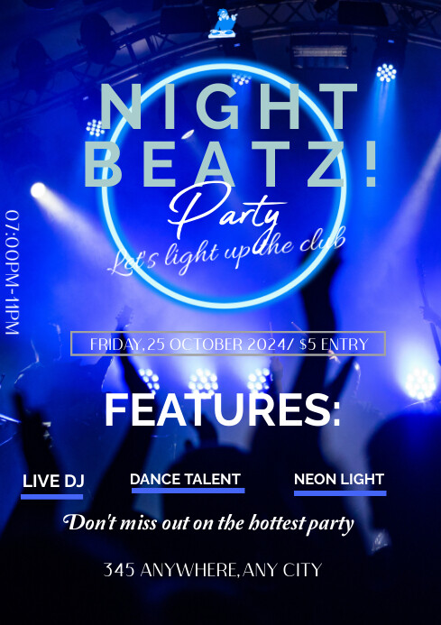 Blue Joyful Midnight Pulse A4 Template | PosterMyWall