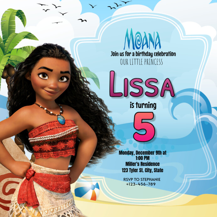 Copy of Blue Joyful Moana Birthday Instagram Post | PosterMyWall