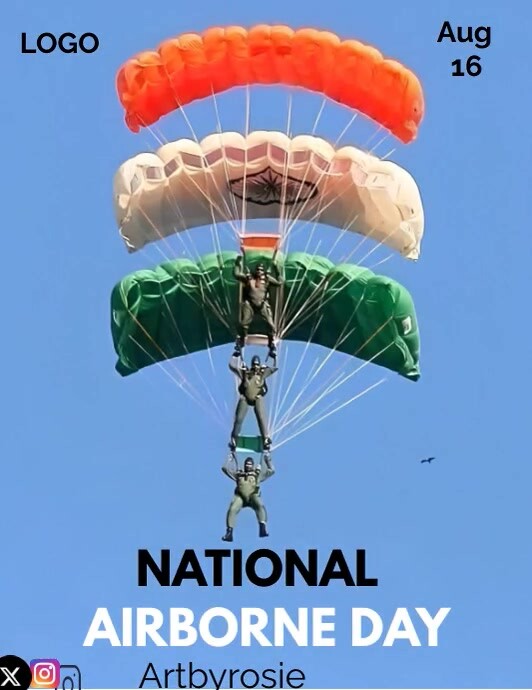 Plantilla de Blue Joyful National Airborne Day Video Flye | PosterMyWall