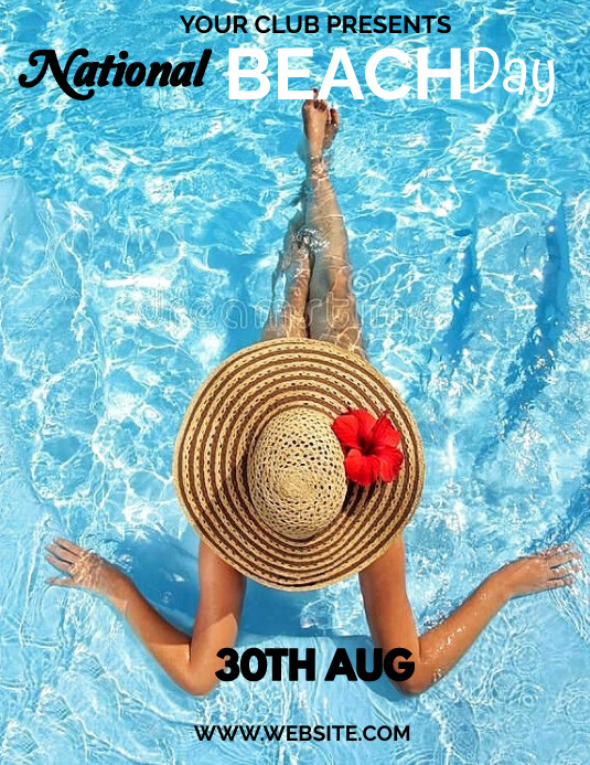 Blue Joyful National Beach Day Flyer (us Let Template | PosterMyWall