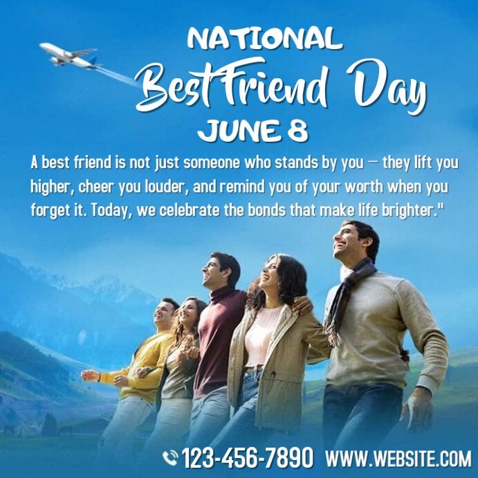 Blue Joyful National Best Friends Day Instagram Post Template | PosterMyWall