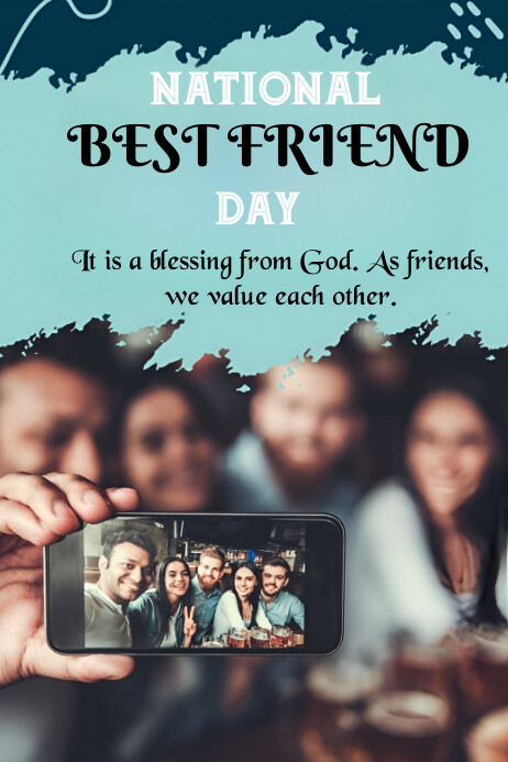 Blue Joyful National Best Friends Day Poster Template | PosterMyWall