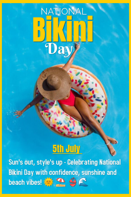 Blue Joyful National Bikini Day Poster Template | PosterMyWall
