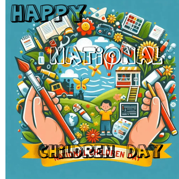 Blue Joyful National Children Day Instagram Templat | PosterMyWall