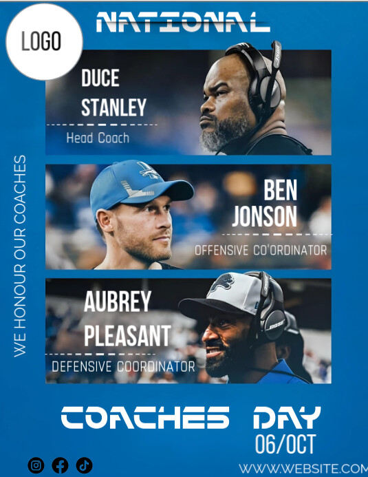 Blue Joyful National Coaches Day Flyer (us Letter) Template | PosterMyWall