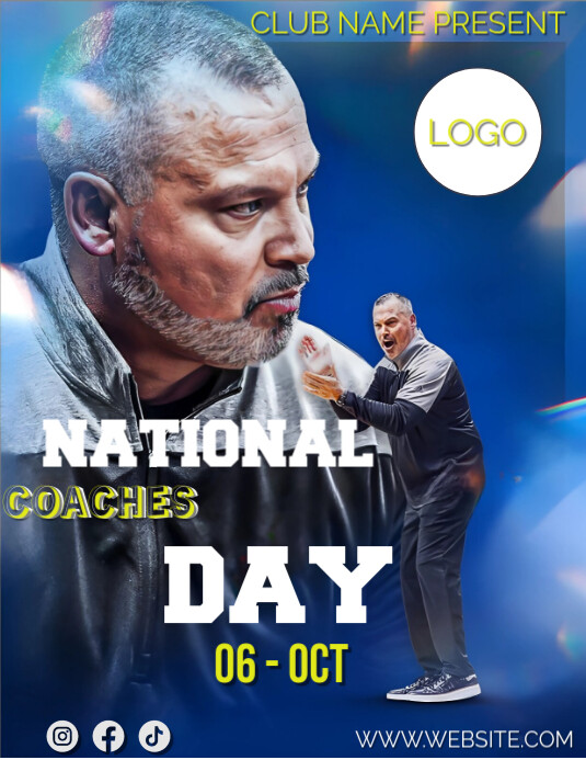 Blue Joyful National Coaches Day Flyer Flyer (us Letter) Template | PosterMyWall