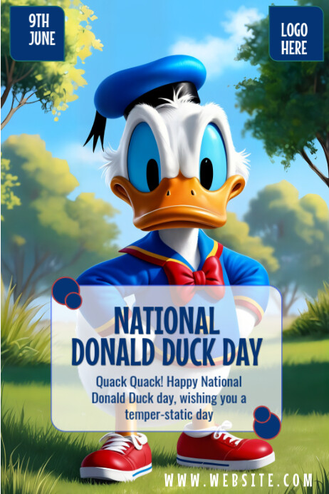 Blue Joyful National Donald Duck Day Celebration Poster Template | PosterMyWall