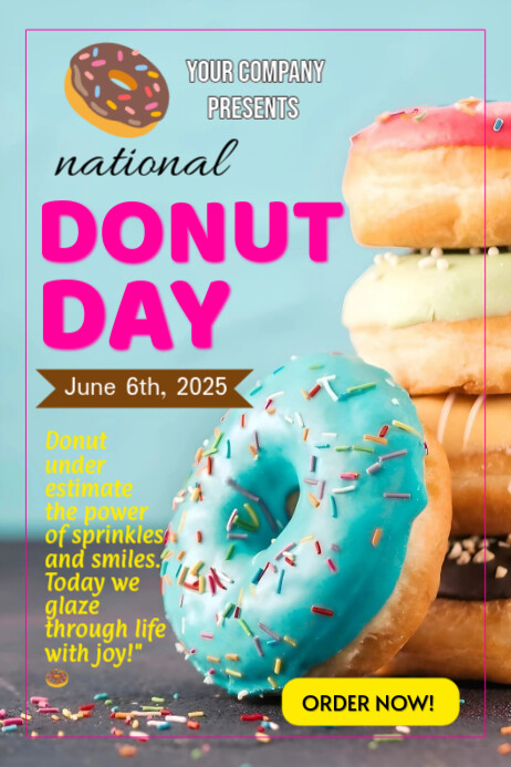 Blue Joyful National Donut Day Poster Template | PosterMyWall