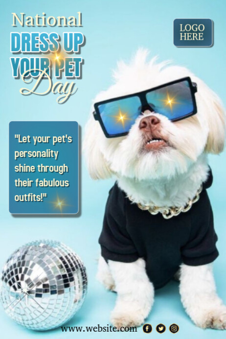 Blue Joyful National Dress Up Your Pet Day Poster Template | PosterMyWall