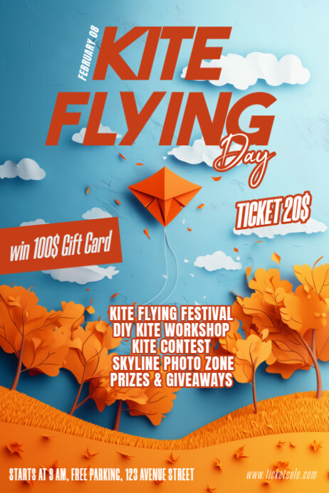 Blue Joyful National Kite Flying Day Poster Template | PosterMyWall