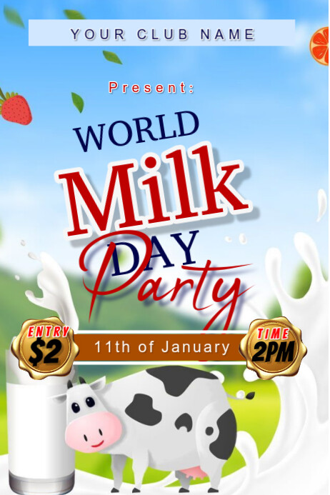 Copy of Blue Joyful National Milk Day Celebration Poster Poster ...