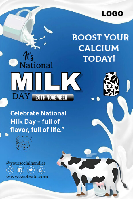 Copy of Blue Joyful National Milk Day Poster | PosterMyWall