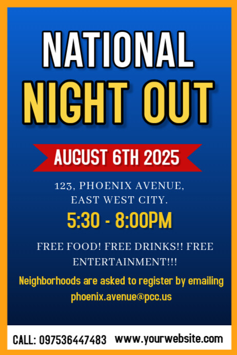 Blue Joyful National Night Out Poster Template | PosterMyWall