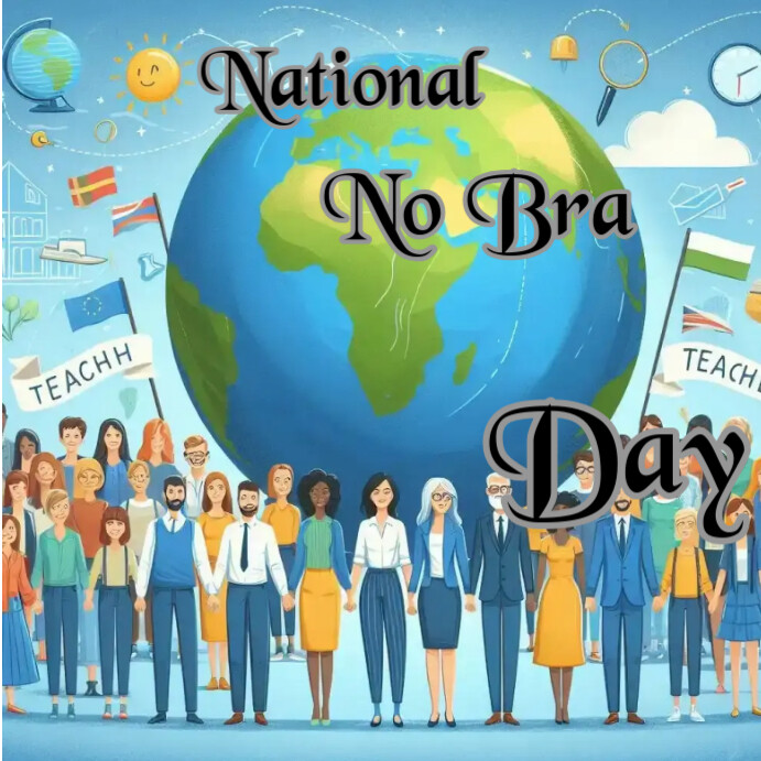 Blue Joyful National No Bra Day Instagram Post Template | PosterMyWall